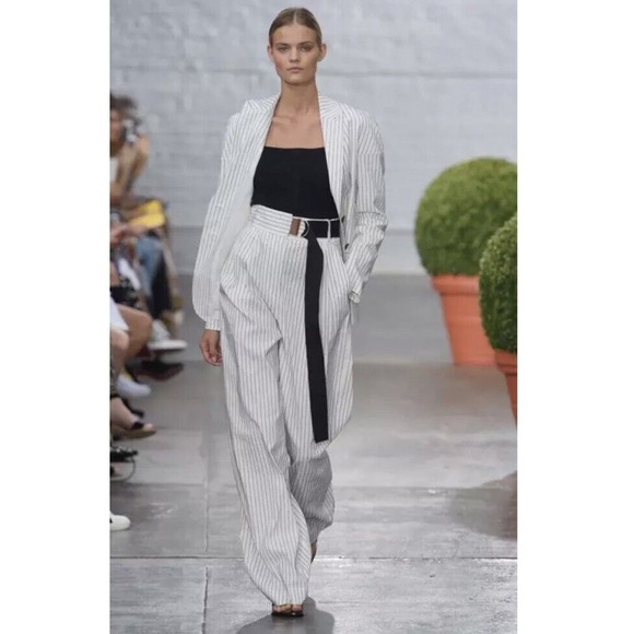 Tibi | Pants & Jumpsuits | Tibi Pinstriped Linen Wide Leg High Waist ...